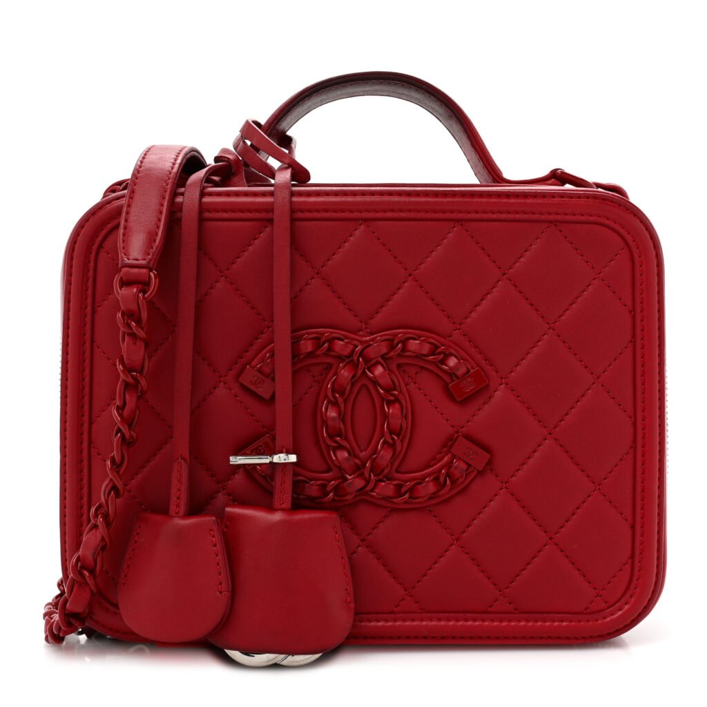 Chanel Medium CC Filigree Vanity Case Dark Red - Purse Women